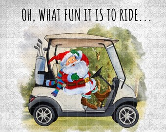 Santa Golf Cart Png | Etsy