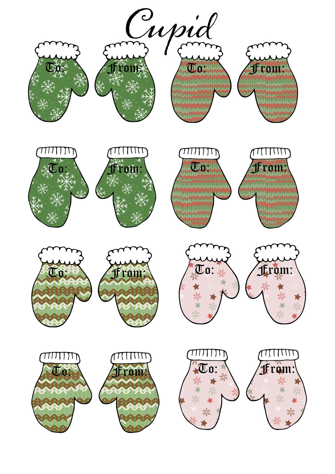 Cupid Mitten Gift Tags - Etsy