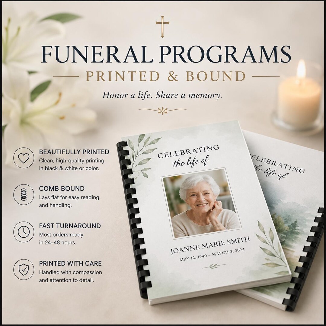 Funeral Program Printing & Binding | Memorial Booklets | Celebration of ...