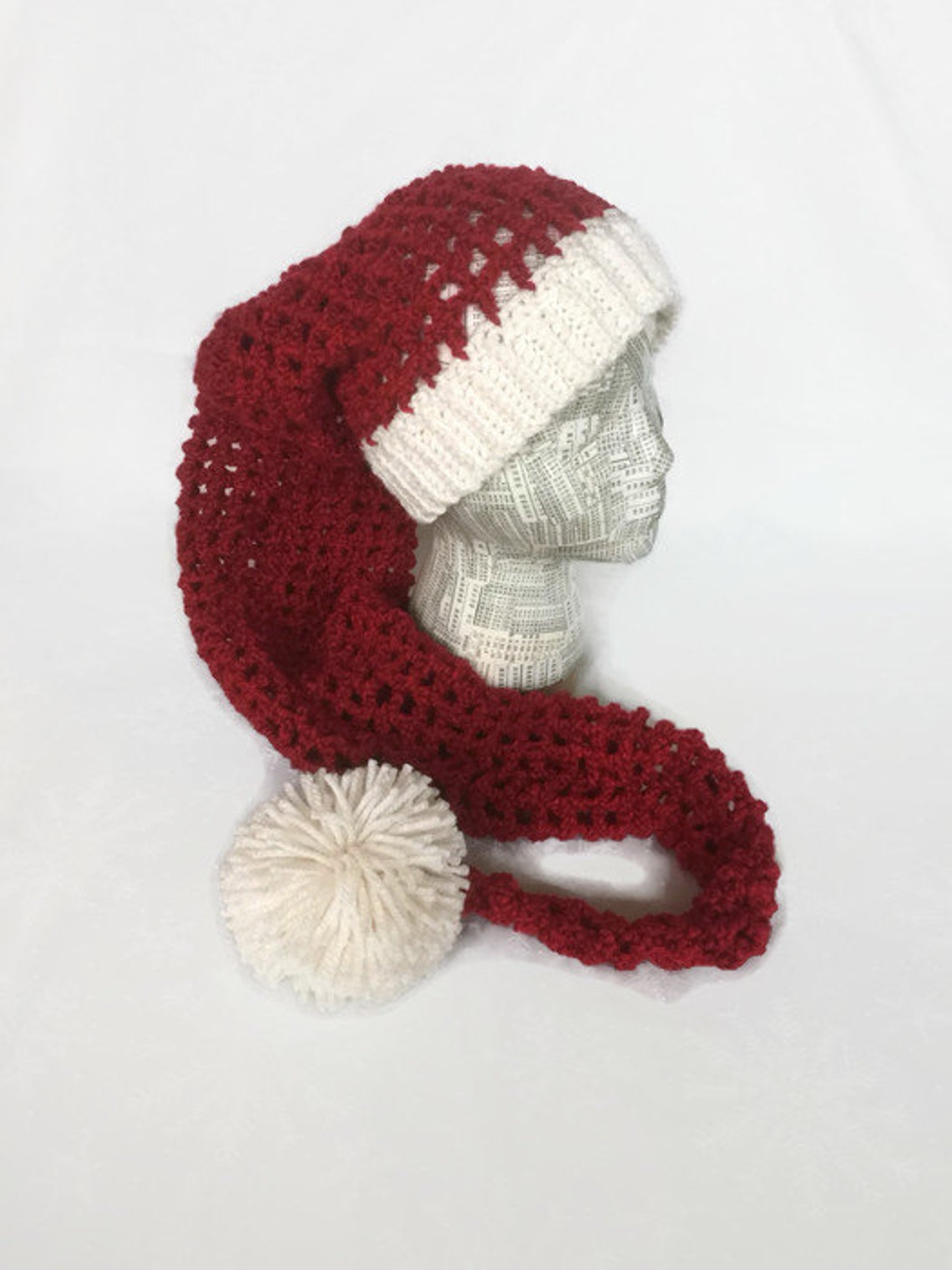 Long Santa Hat / Crochet Santa Hat / Long Red Winter Hat With - Etsy