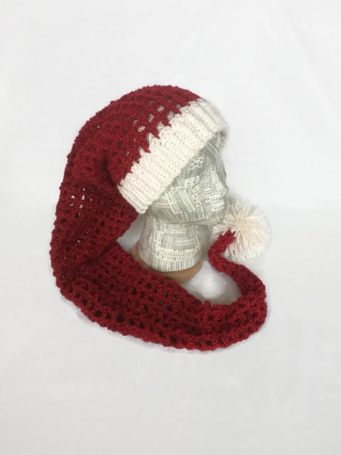 Long Santa Hat / Crochet Santa Hat / Long Red Winter Hat With - Etsy