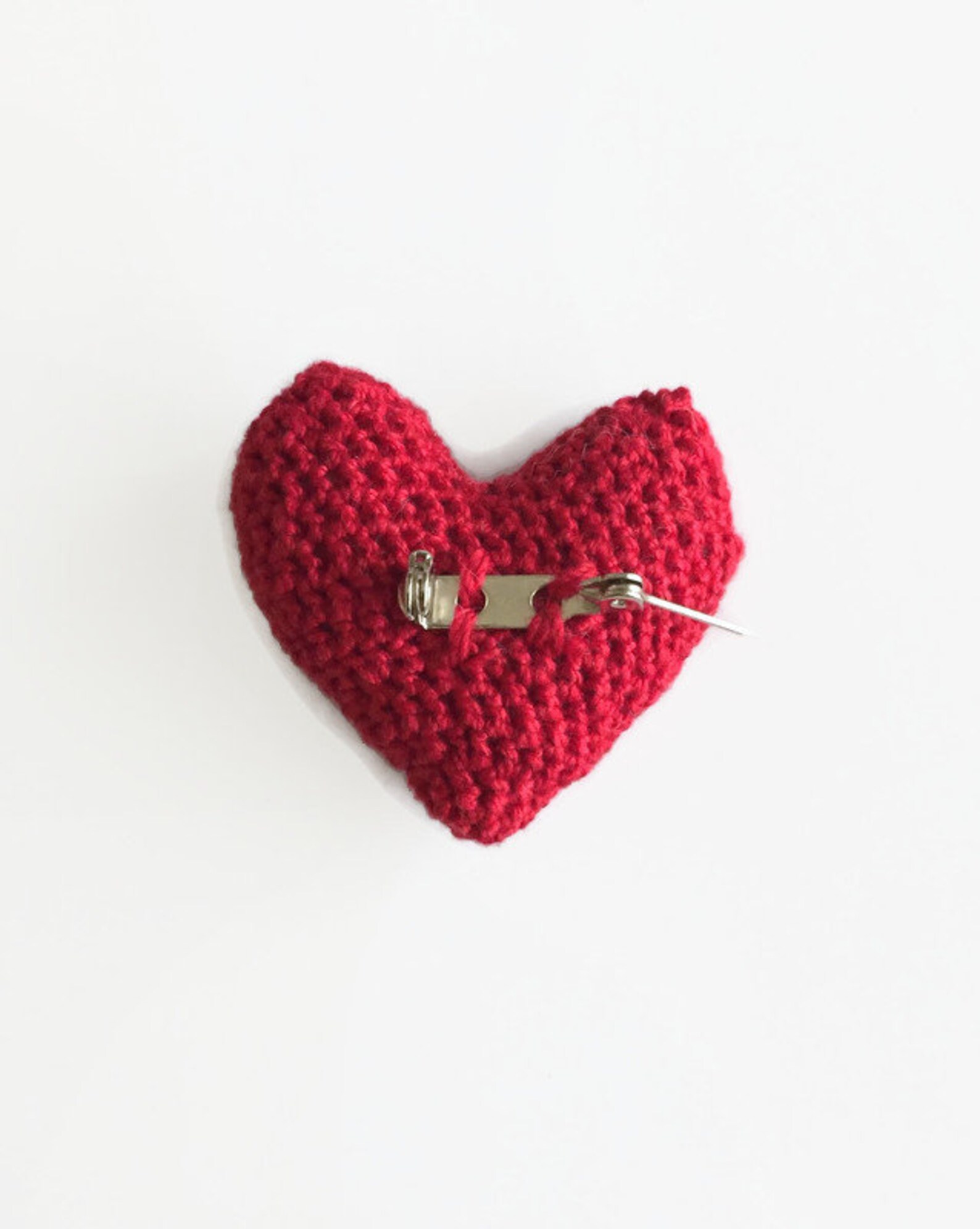 Heart Pin Heart Brooch Red Heart Pin Crochet Red Heart Pin - Etsy