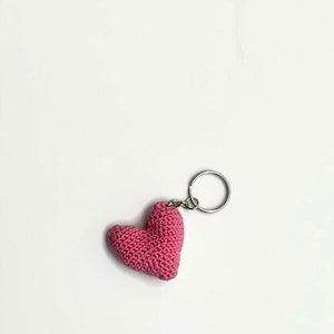 Heart Keychain, Pink Heart Keychain, Crochet Heart Zipper Pull, Love ...