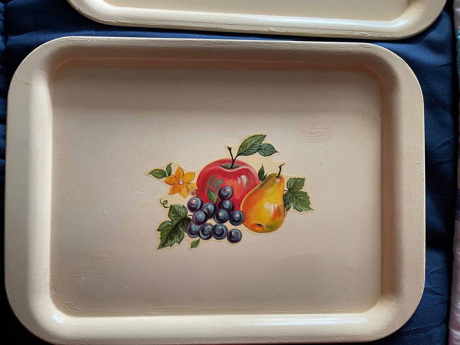 Vintage Metal Trays set of 5 Fruit Decals - Etsy