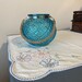 Aqua/blue Pressed Glass Round Decorative Vase With Rope Accent - Etsy