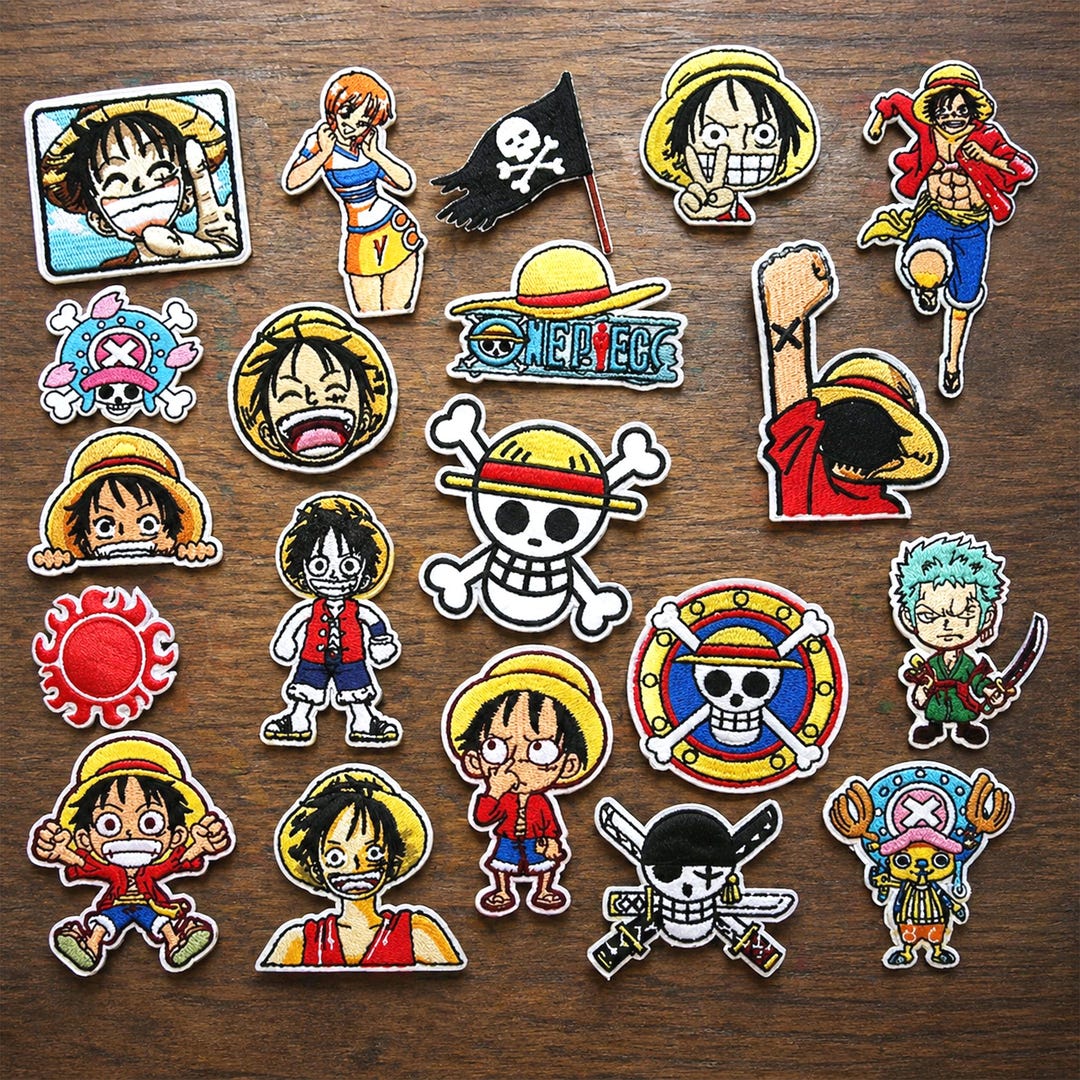20pcs Embroidered One Piece Patches Set, Straw Hat Pirate Iron and Sew ...