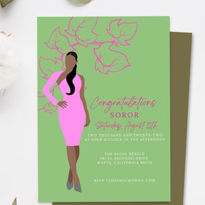 AKA Invitation Card Sorority Congrats Card Pink & Green - Etsy