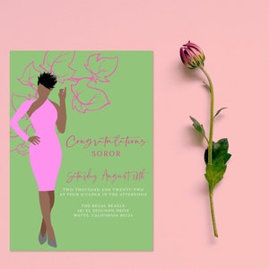 AKA Invitation Card | Sorority Congrats Card | Pink & Green Instant ...