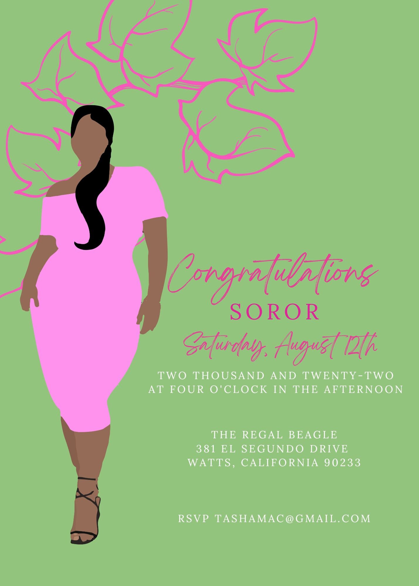 AKA Invitation Card | Sorority Congrats Card | Pink & Green Instant ...