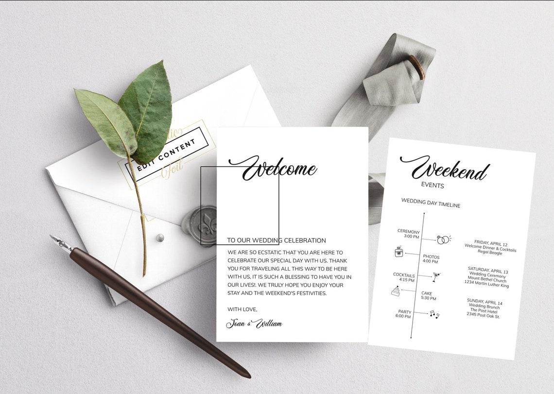 Minimalist Wedding Timeline Template Wedding Timeline Event - Etsy