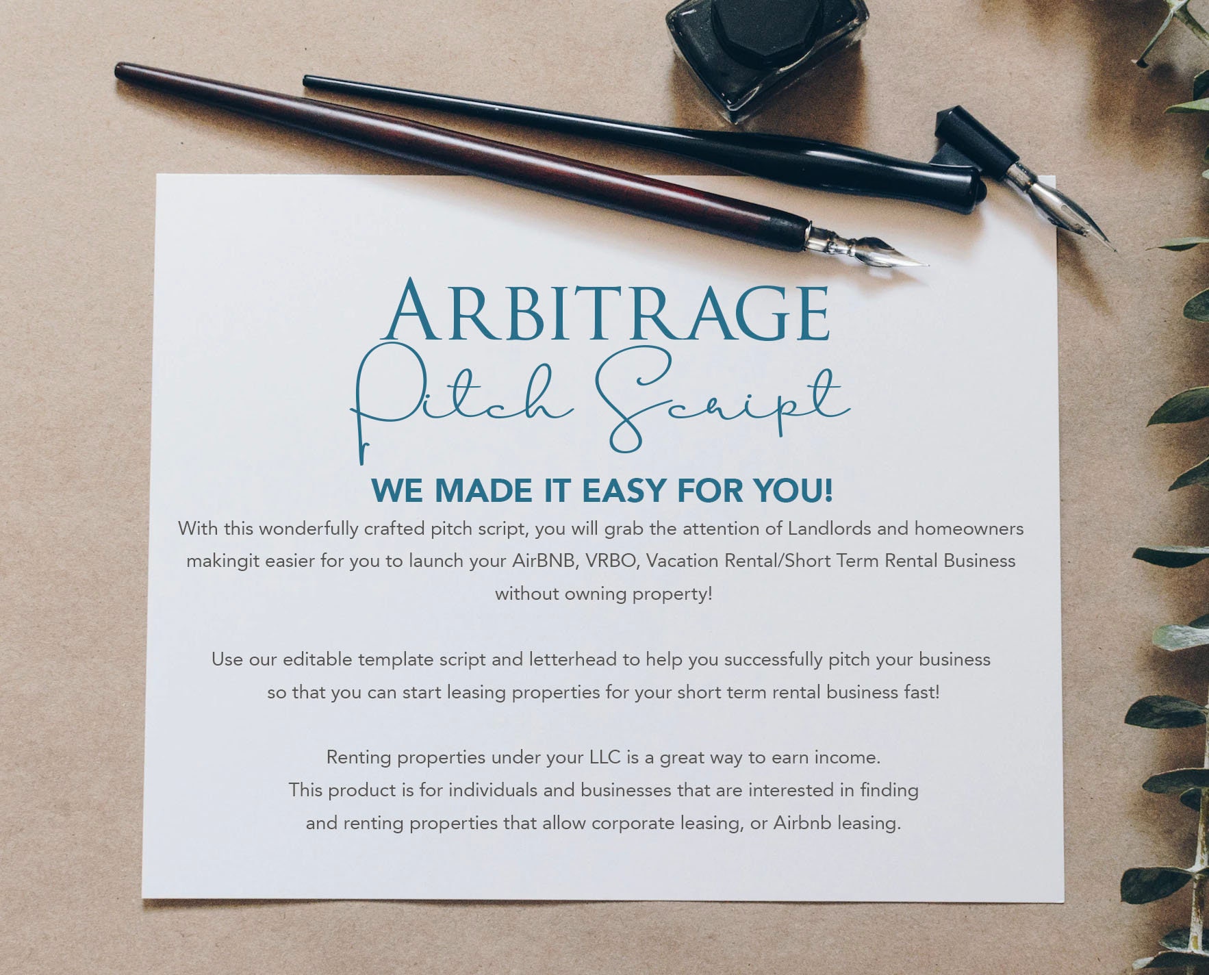 VRBO AIRBNB Arbitrage Script STR Pitch Template Script To Etsy