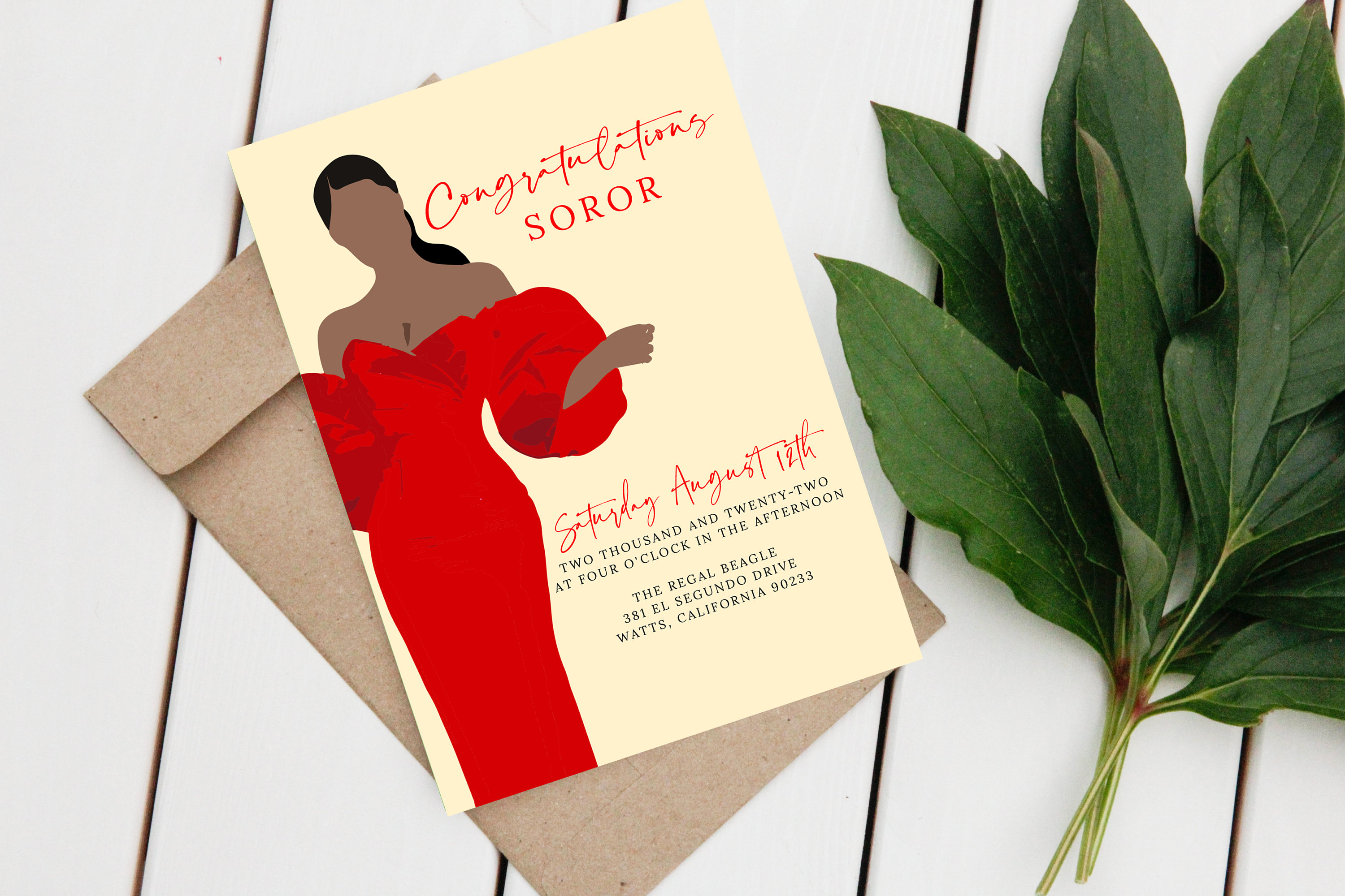 Delta Invitation Card | Sorority Congrats Card | Red Dress Instant ...