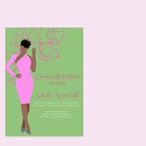 AKA Invitation Card | Sorority Congrats Card | Pink & Green Instant ...