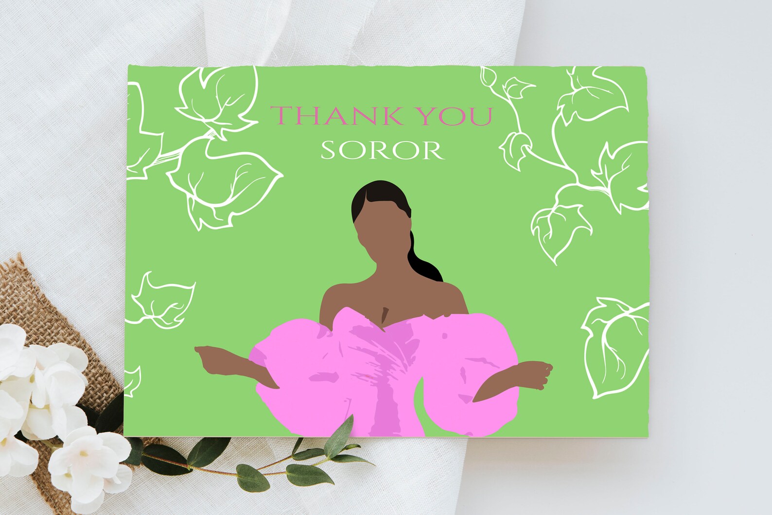 AKA Greeting Card Sorority Thank You Card Pink & Green - Etsy