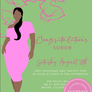AKA Invitation Card | Sorority Congrats Card | Pink & Green Instant ...