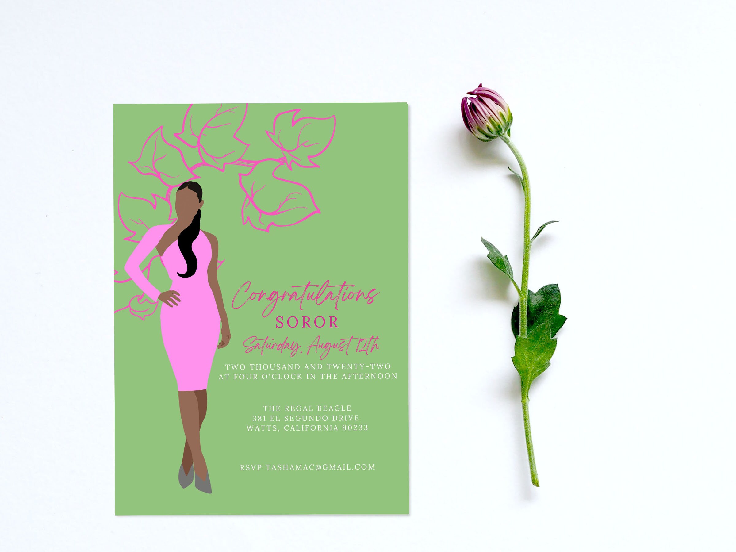 AKA Invitation Card | Sorority Congrats Card | Pink & Green Instant ...