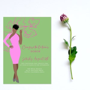 AKA Invitation Card | Sorority Congrats Card | Pink & Green Instant ...