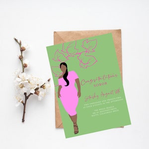 AKA Invitation Card | Sorority Congrats Card | Pink & Green Instant ...