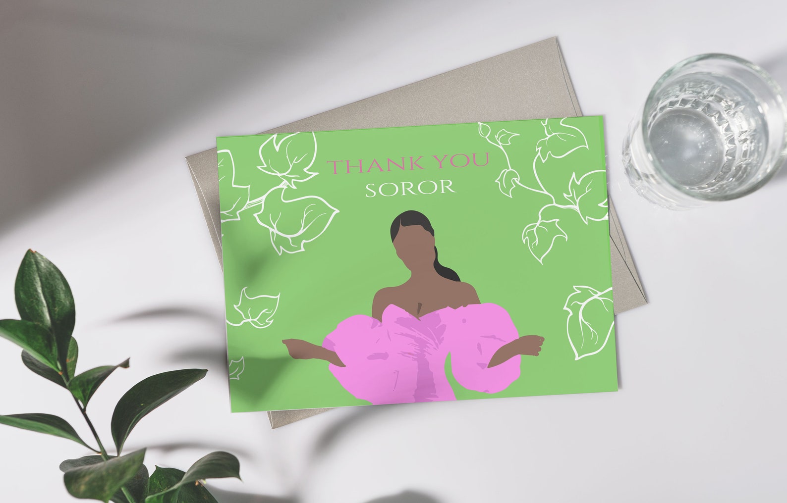 AKA Greeting Card Sorority Thank You Card Pink & Green - Etsy