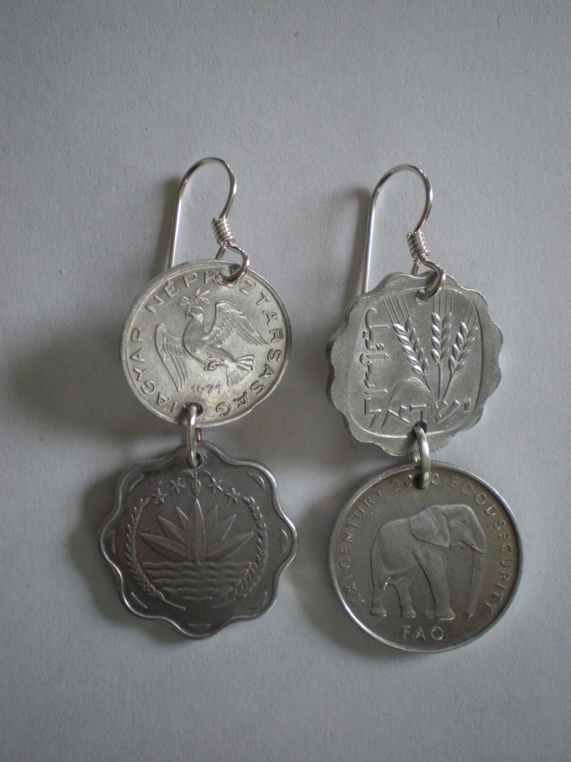 Around the World Coins Earrings--sterling Silver Ear Wires & Links - Etsy