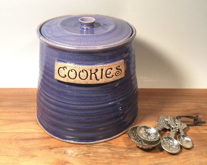 Cookie Jar - Lidded Jar - Kitchen Storage - Cobalt Blue Pottery- Ready ...