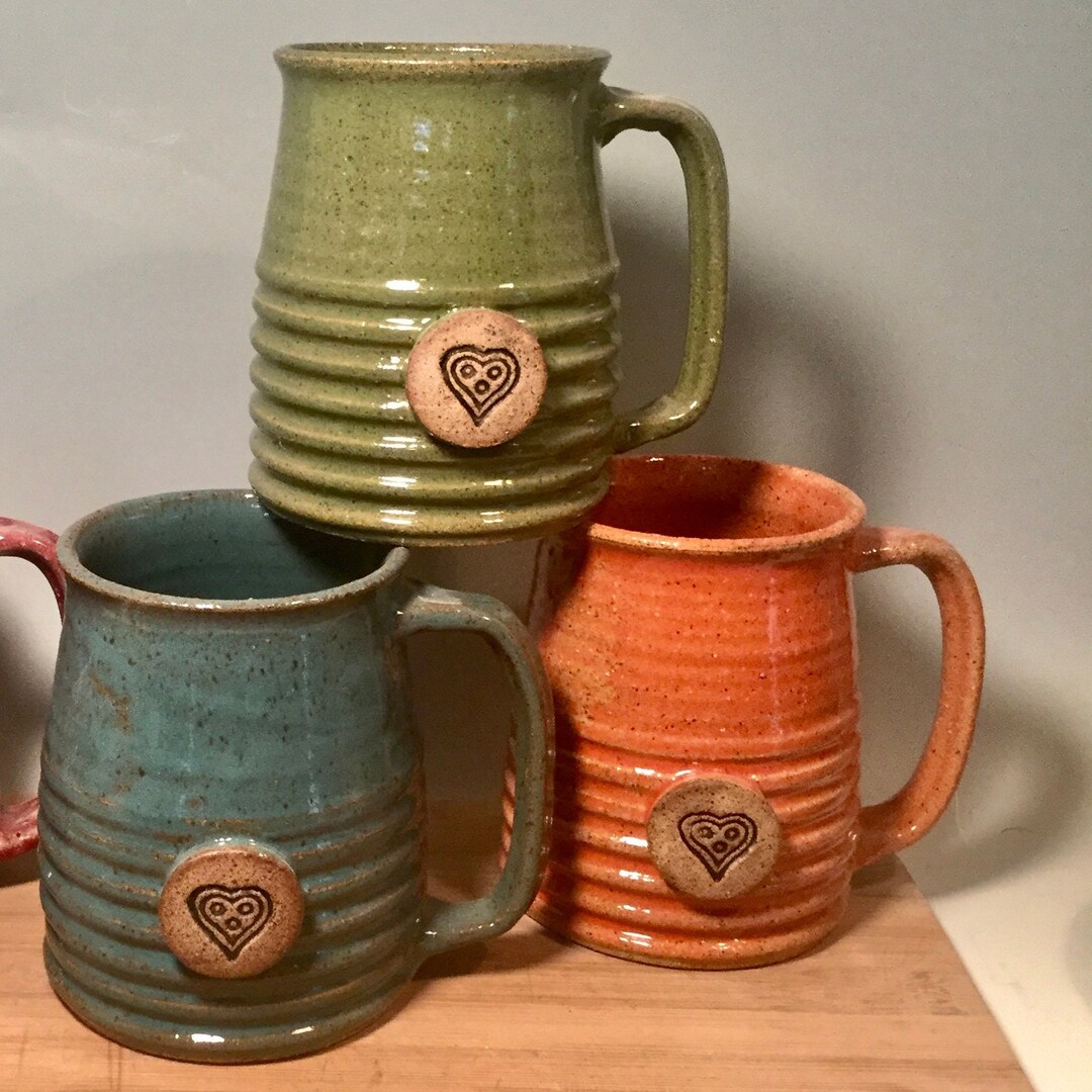 Heart Coffee Mug - Custom Mug -made to Order-16 Oz- Heart Stamp Image ...