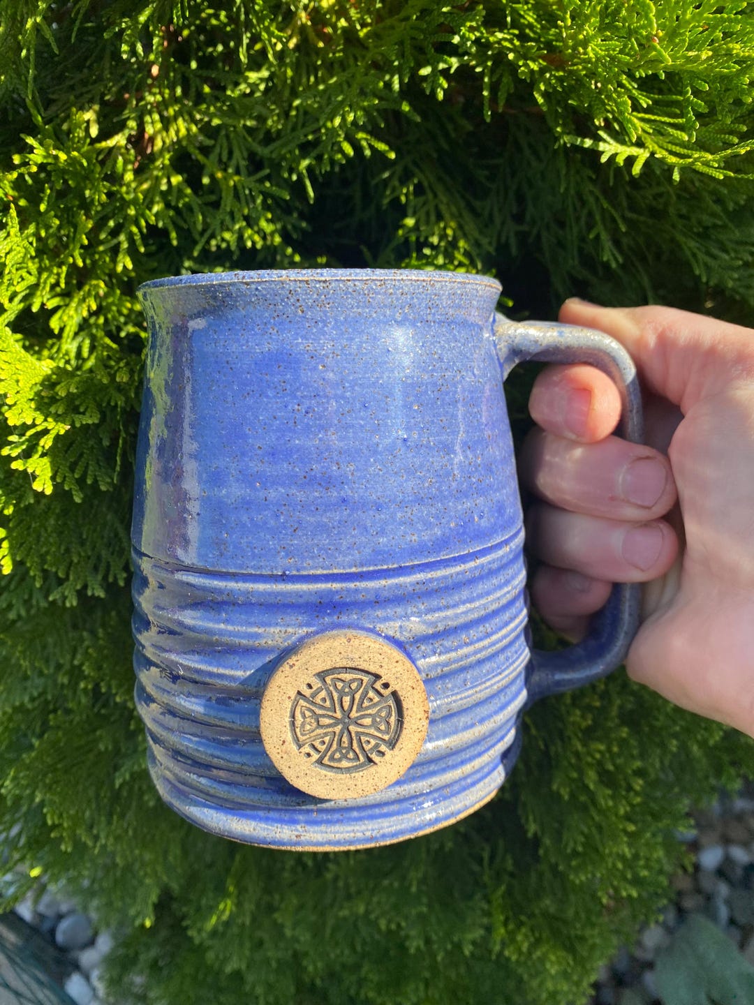 Celtic Knot Coffee Mug: Cobalt Blue Stoneware, Irish Design - Etsy