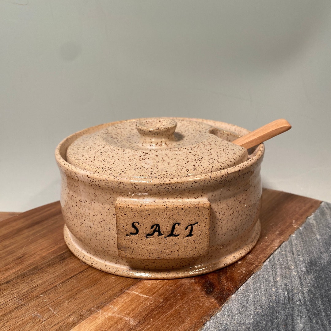 Pottery Salt Cellar Kitchen Storage Jar ivory White Modern Pottery ...