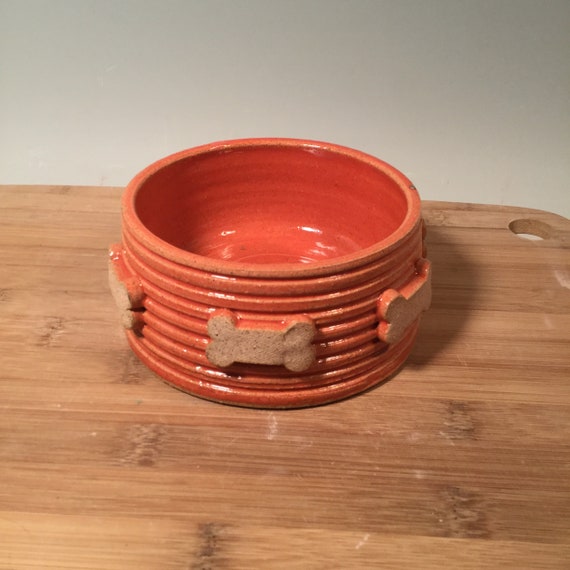 Small Cat Dog Dish One Pottery Pet Bowl Dog Bone Pattern | Etsy