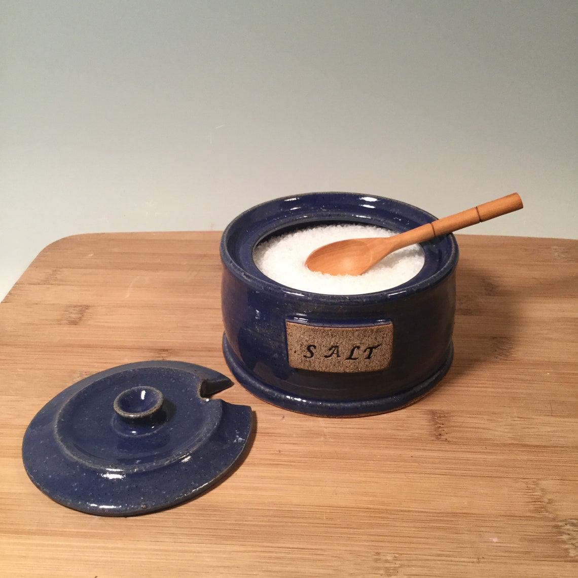 Pottery Salt Cellar Kitchen Storage Jar Cobalt Blue Modern - Etsy