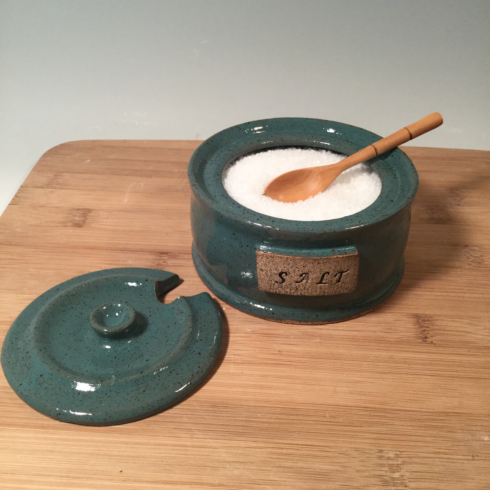 Pottery Salt Cellar Kitchen Storage Jar Aqua Turquoise | Etsy