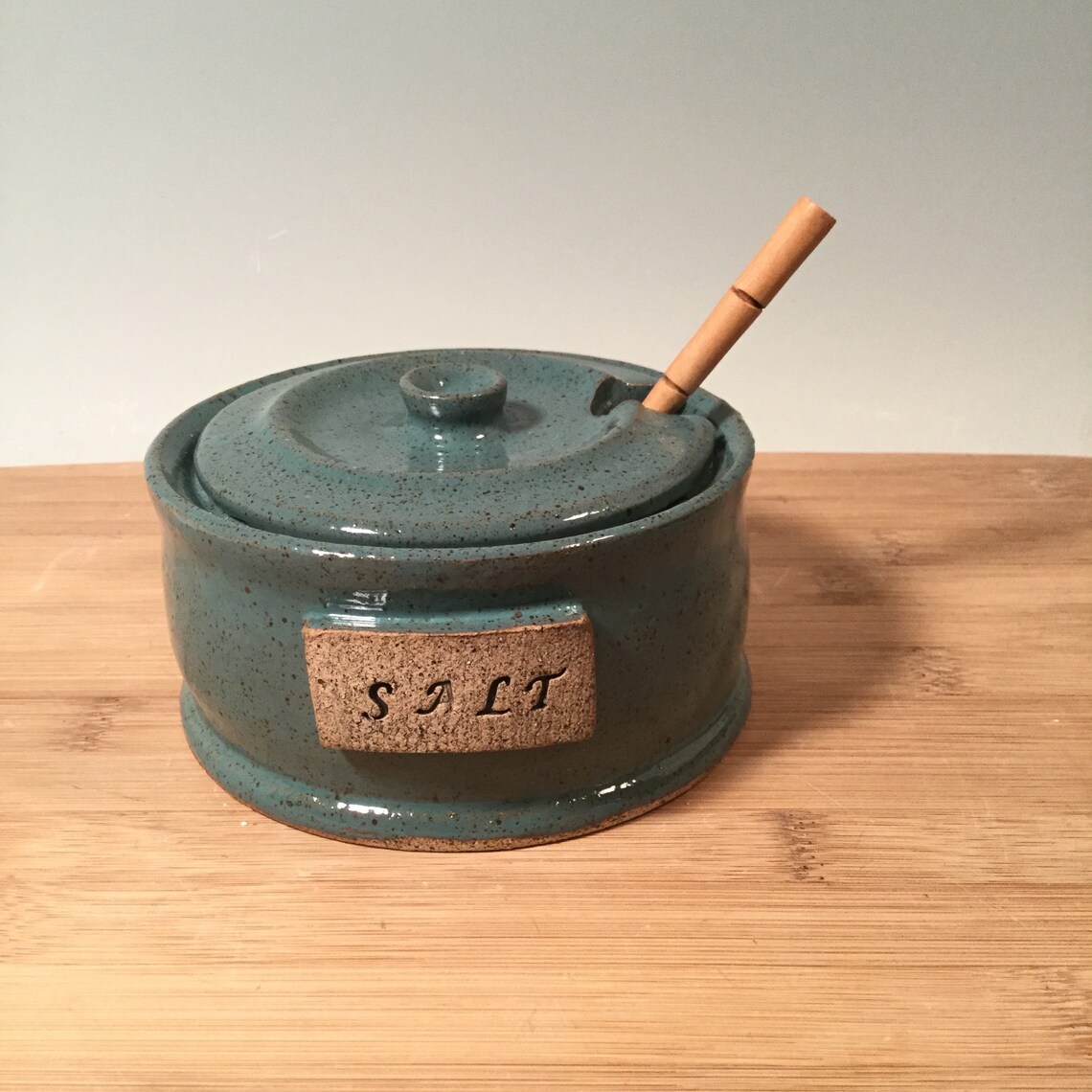 Pottery Salt Cellar Kitchen Storage Jar Aqua Turquoise | Etsy