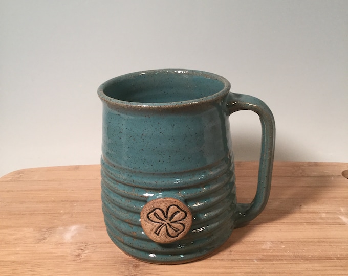 Shamrock Coffee Mug aqua Turquoise 16 Oz ready to Ship - Etsy