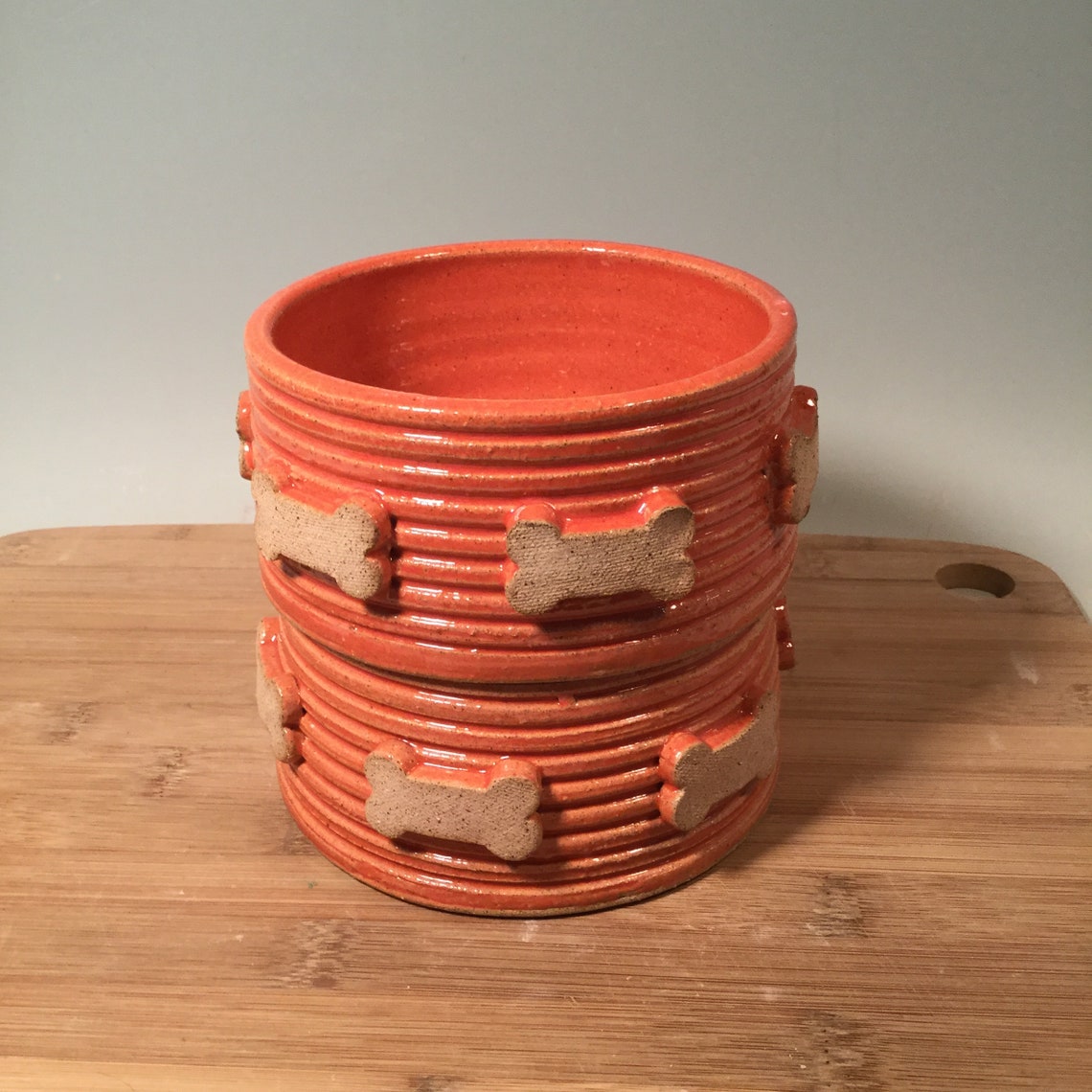 Small Cat Dog Dish One Pottery Pet Bowl Dog Bone Pattern | Etsy