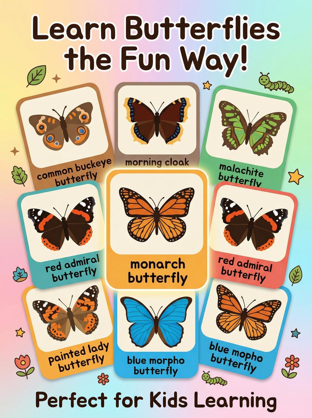 Butterfly Flashcards for Kids | Montessori Nature Study Preschool ...