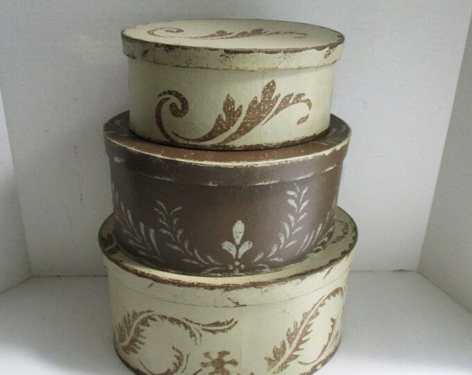 Vintage Nesting Boxes Set of 3 Tole Painted Stenciled Cardboard - Etsy
