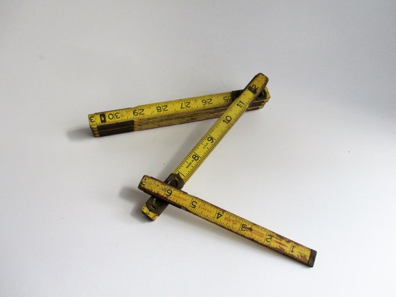 Vintage Ruler Wood Zig Zag Stanley Yellow Red Lettering Made | Etsy