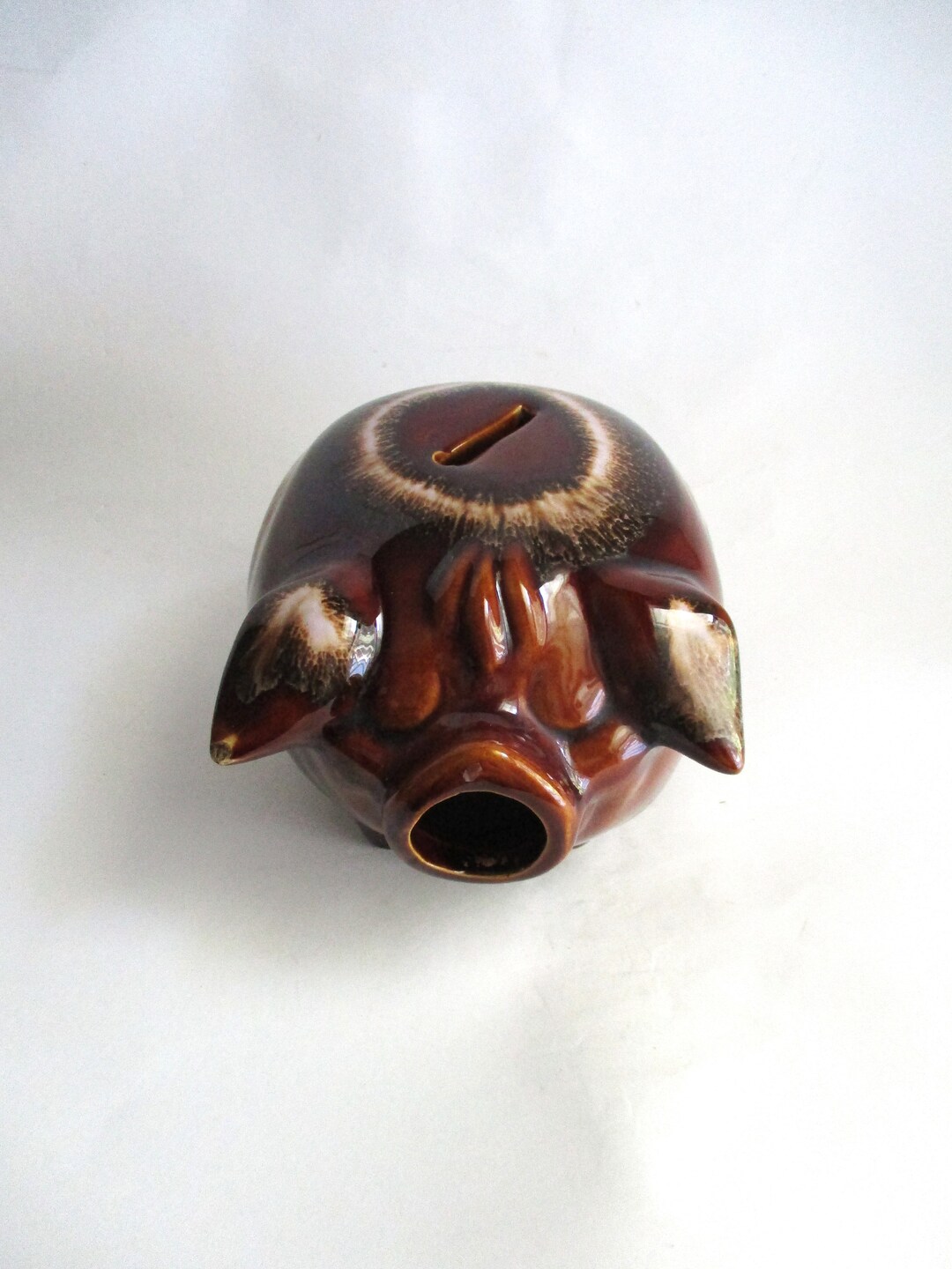 Vintage Piggy Bank Hull Brown Drip Corky Pig - Etsy
