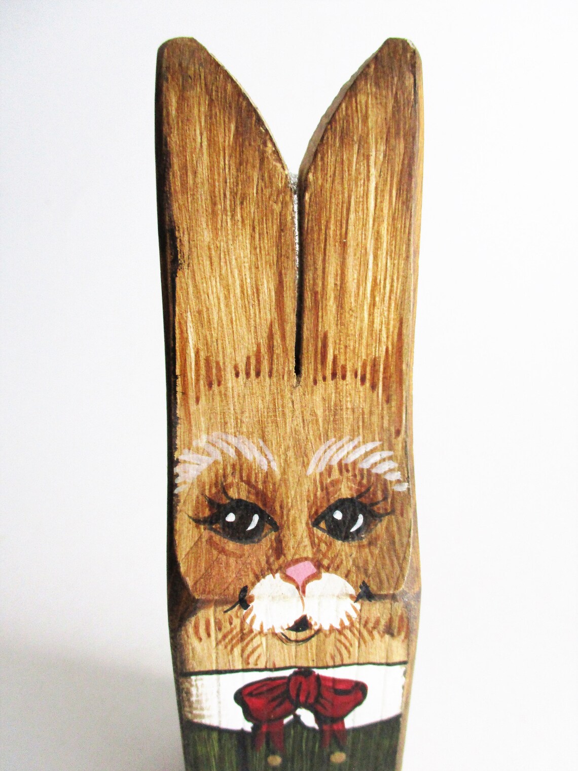 Vintage Rabbit Figurine Carved Wood Hand Painted Artist Signed - Etsy
