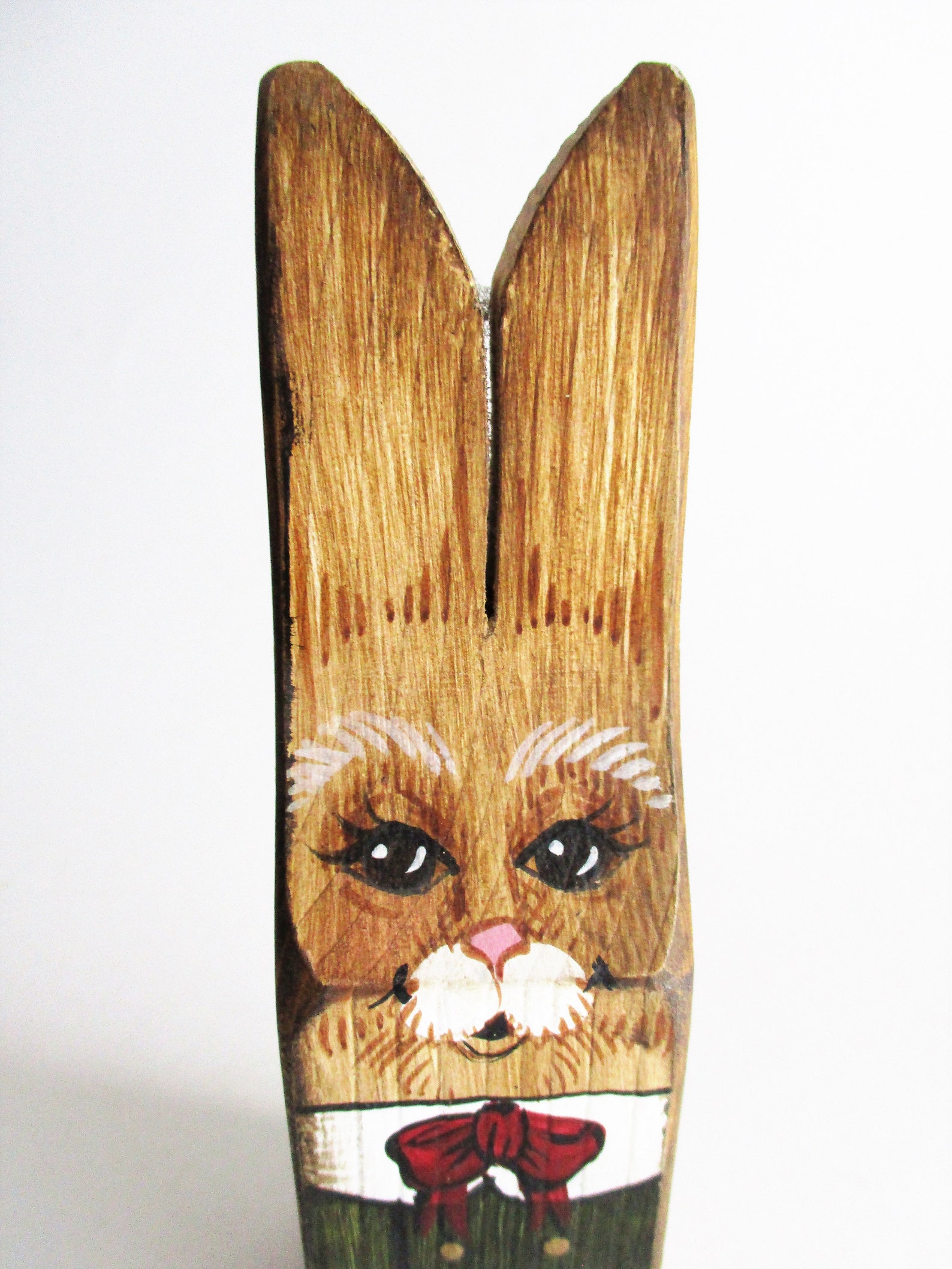 Vintage Rabbit Figurine Carved Wood Hand Painted Artist Signed - Etsy
