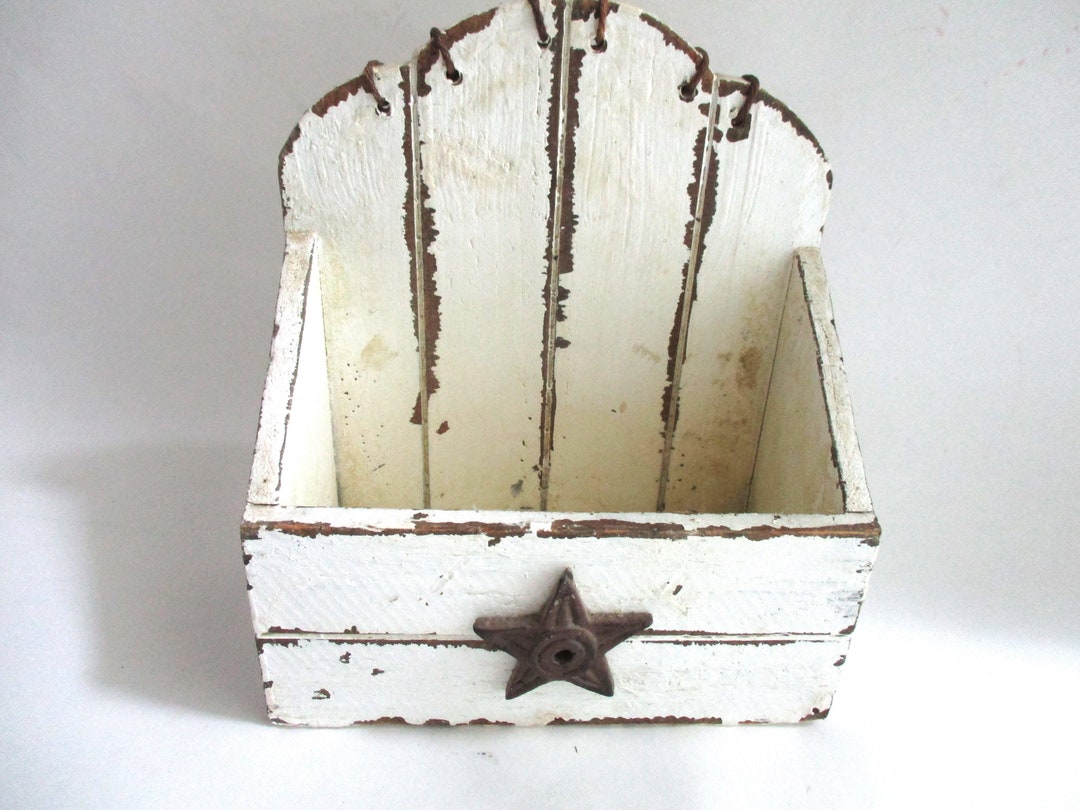 Vintage Wood Box Metal Star Distressed Wood - Etsy