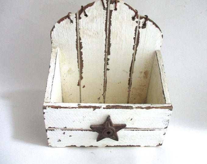 Vintage Wood Box Metal Star Distressed Wood - Etsy