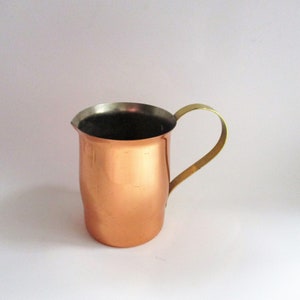 Vintage Copper Pitcher Brass Handle Pouring Lip - Etsy
