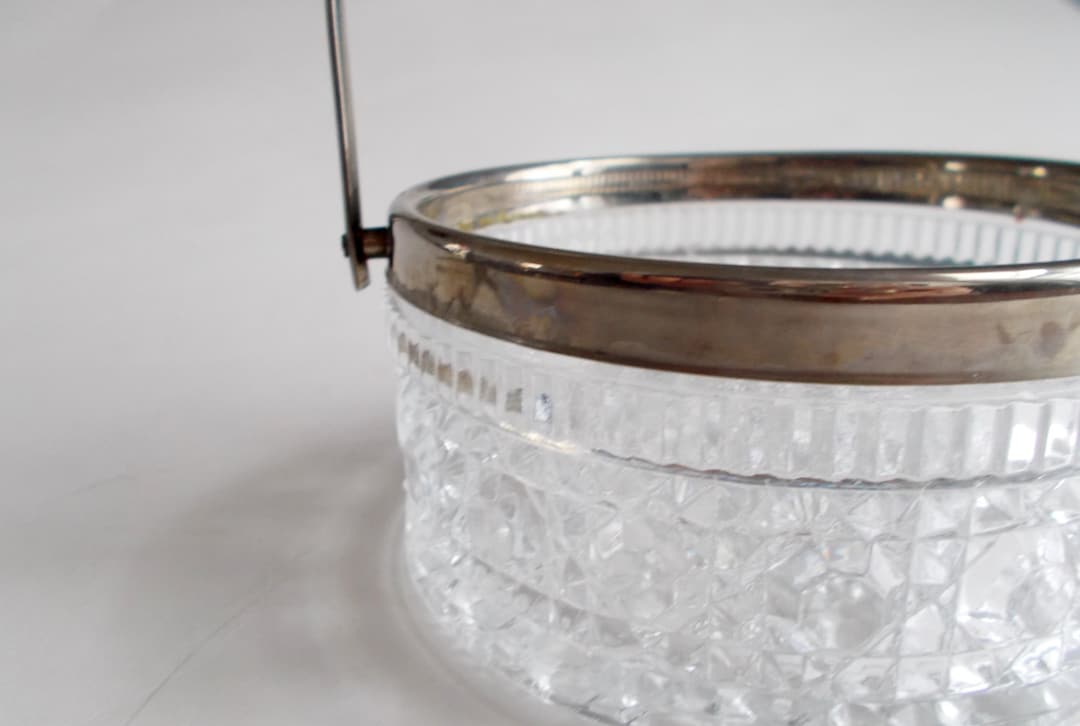 Vintage Small Glass Basket Windsor Federal Silver Plate - Etsy