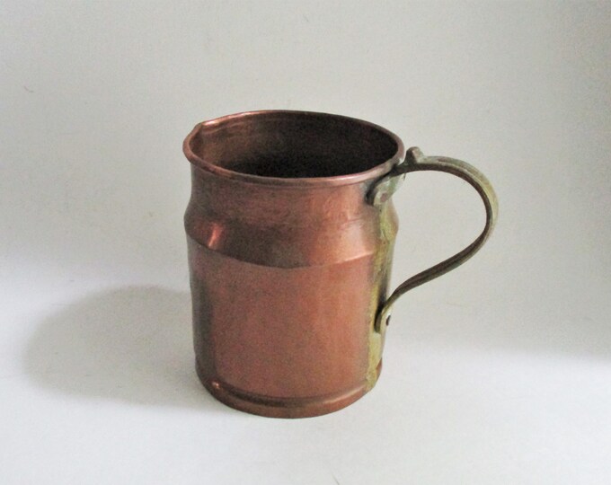Vintage Copper Pitcher Brass Handle Pouring Lip Hammered - Etsy