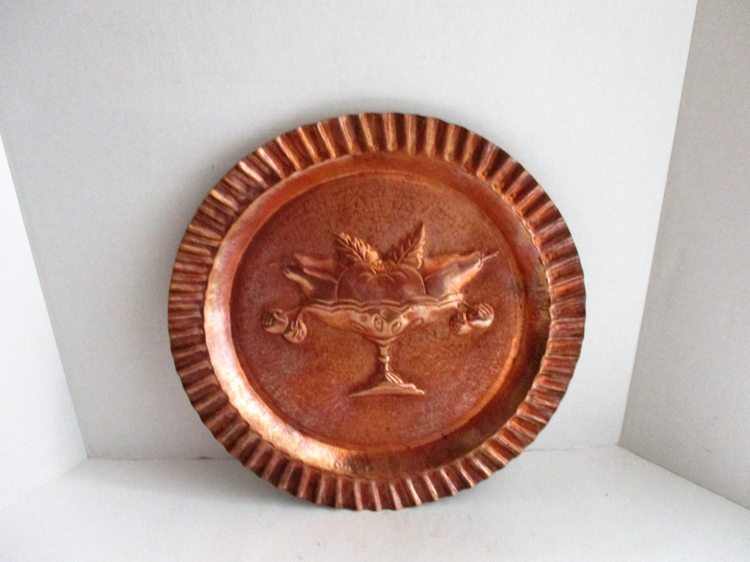 Vintage Copper Plate Embossed Fruit Compote Hammered - Etsy