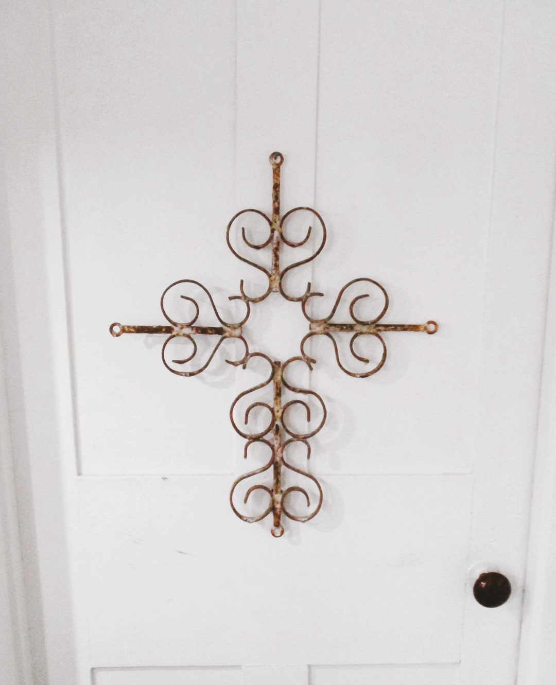 Vintage Cross Rusty Wrought Iron Metal Wall Art - Etsy