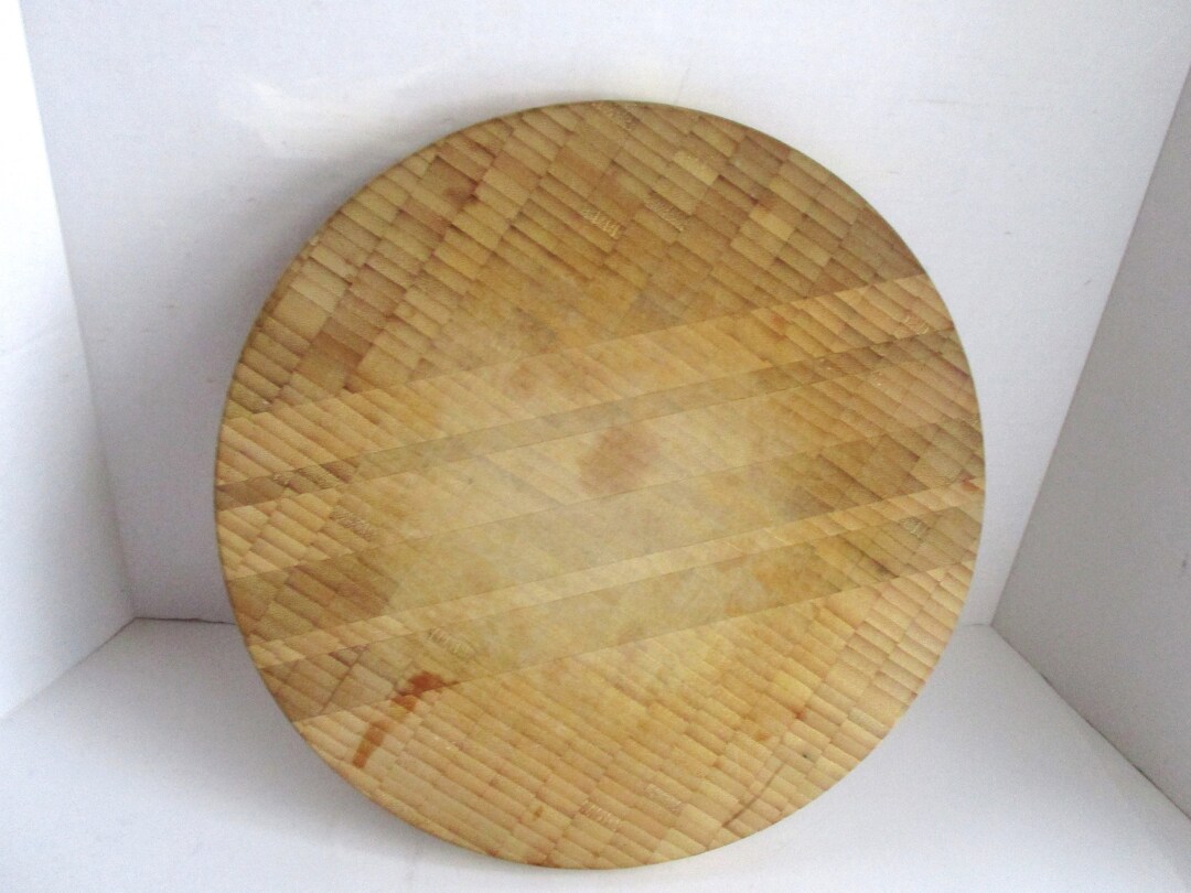 Vintage Cutting Board Large Round Patterned Wood - Etsy