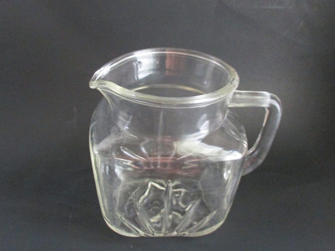 Vintage Pitcher Clear Glass Star Pattern Federal Glass Co 36 | Etsy