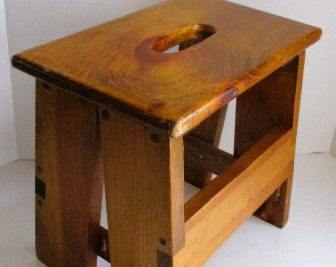 Vintage Knotty Pine Stool Solid Wood Farmhouse - Etsy